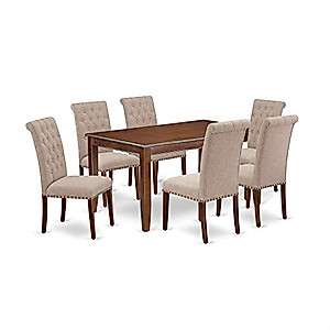 East West Furniture DUBR7-MAH-04 Dining Room Set, Mahogany