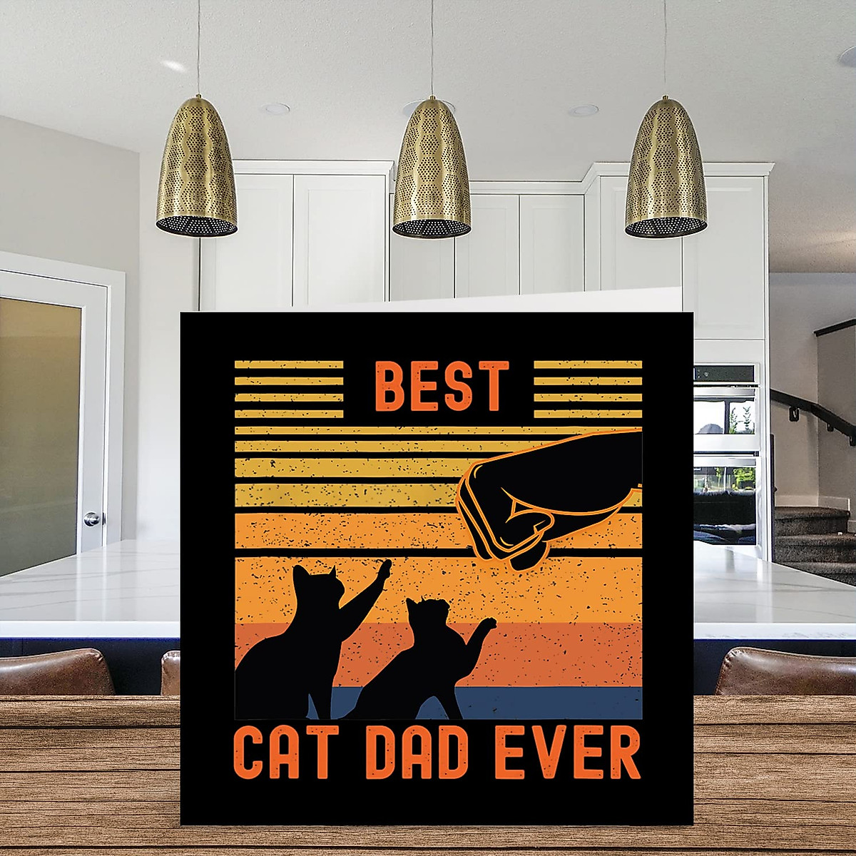 Birthday Cards for Dad from the Cat - Best Cat Dad Ever - Cat Fathers Day Card from Cat for Dad, Funny Cat Dad Papa Pops Gifts, 5.7 x 5.7 Inch Joke Happy Birthday Greeting Cards Gift for Daddy Papa