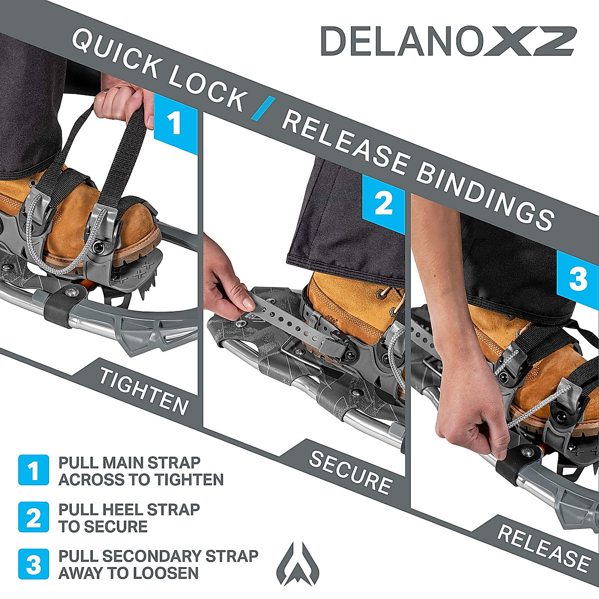 Wildhorn Delano Lightweight Snow Shoes for Mens- Snowshoes for Women and Youth, Fully Adjustable Bindings, 22/28 Premium Aluminum Frame, Snowshoes with Steel Grip Crampons