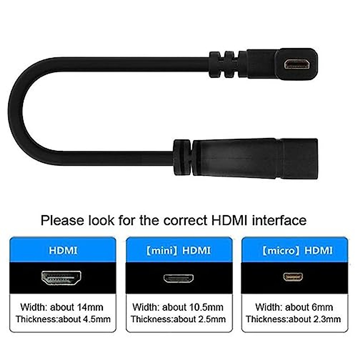ChenYang Micro HDMI Male to HDMI Female 4K60hz HDTV 90 Degree Left Angled Cable Adapter for Displays Monitor Camera 10cm