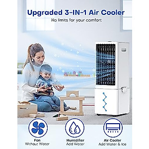 Evaporative Air Cooler, SKYICE 3-IN-1 Bladeless Cooling Fan,Portable Air Conditioner Wheels for JDAC69R