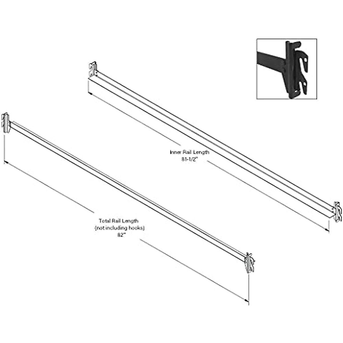 Wallace Flynn bedCLAW 82" Hook-On Bed Rails for Twin XL, Full XL, Queen, and King Size Beds