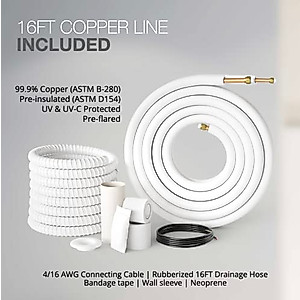 OLMO Alpic 12,000 BTU, 110/120V, 17.4 SEER2, Pre-charged Ductless Mini Split Air Conditioner with Heat Pump Including 16ft Installation Kit