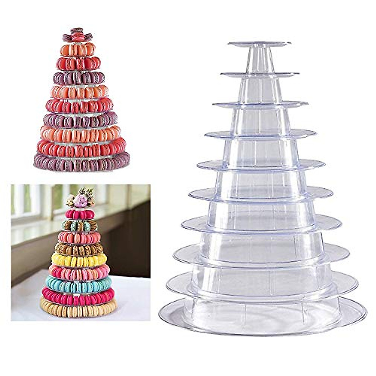 SHINA 1pcs 10 Tier 4" - 13" Dia Macaron Cake Tower Display Stand for French Macarons