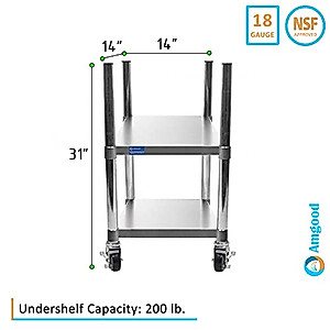 AmGood 14" x 14" Stainless Steel Rice Warmer Stand With Wheels | Restaurant Commercial Grade Equipment Stand