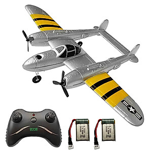 DAILIOT RC Plane 2 Channel Remote Control Airplane Ready to Fly RC Planes for Beginner, Advanced RC Foam Airplane for Kids Boys Beginner, Easy & Fun to Fly P38 Lightning Fighter with 2 Batteries
