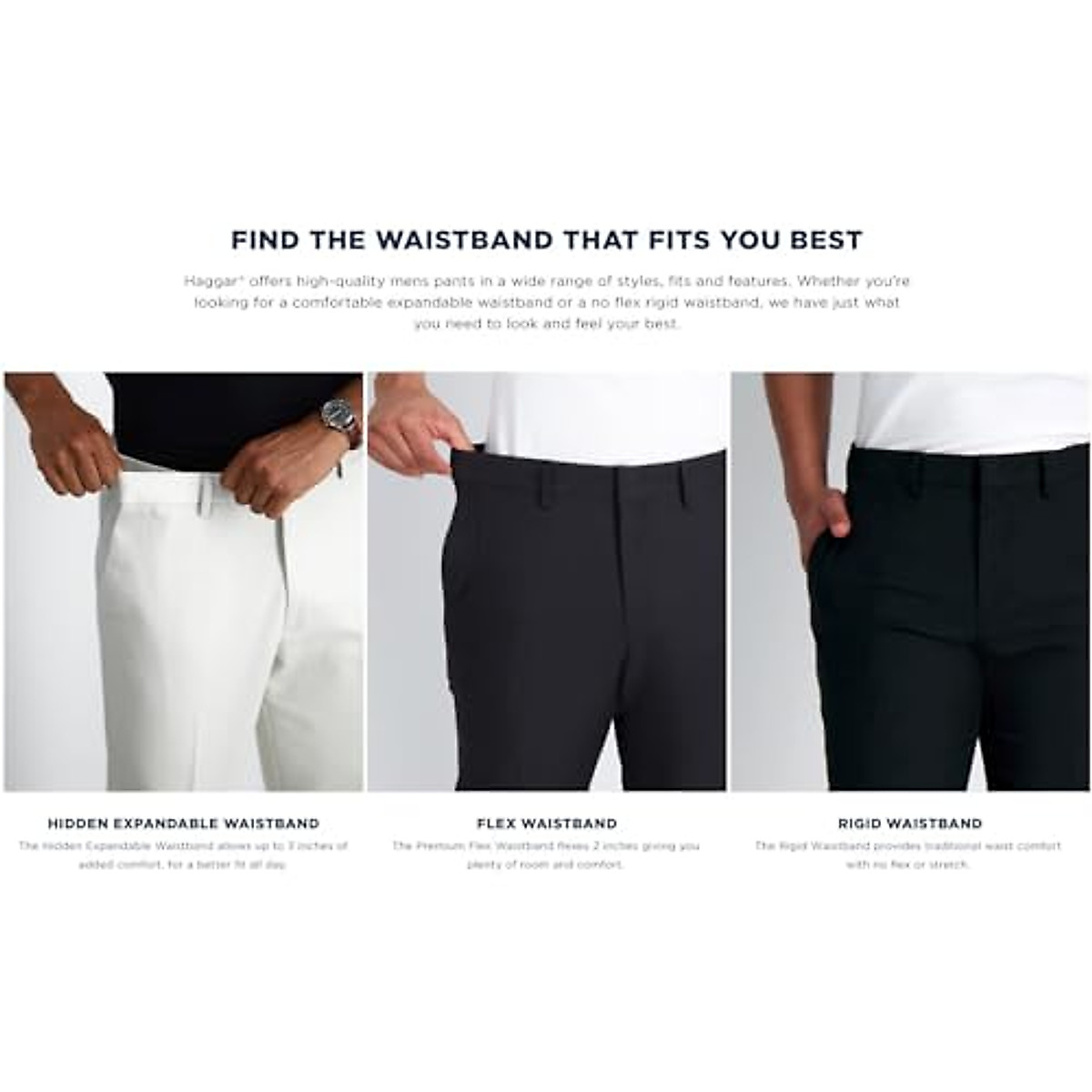 Haggar mens Eclo Stria Expandable-waist Pleat-front dress pants, Khaki, 38W x 32L US