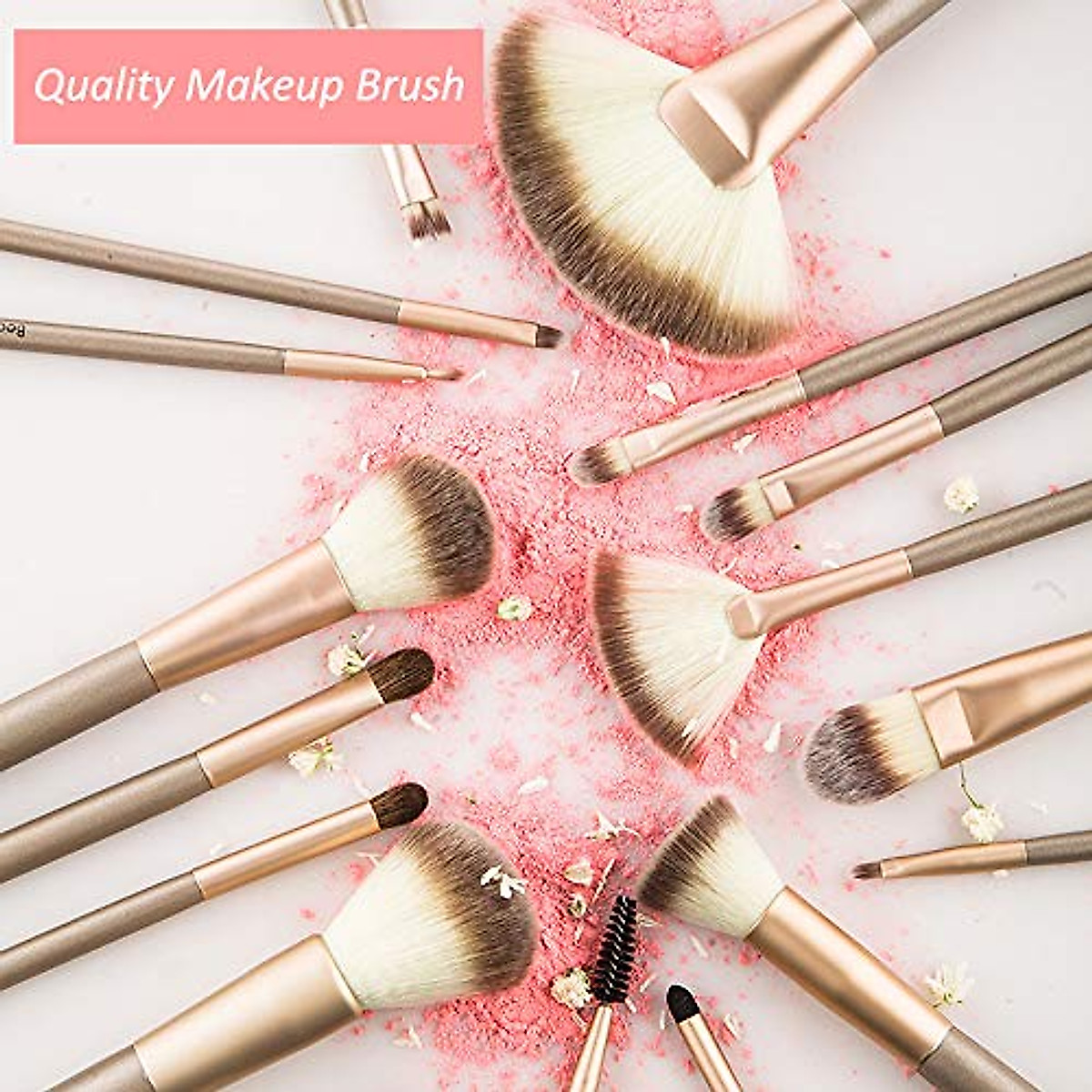 NEVSETPO Makeup Brush Set 24 Pcs Full Face Makeup Set with Beauty Blender Synthetic Foundation Powder Concealers Eye shadows Blush Travel Makeup Brush Sets Case Bag Included