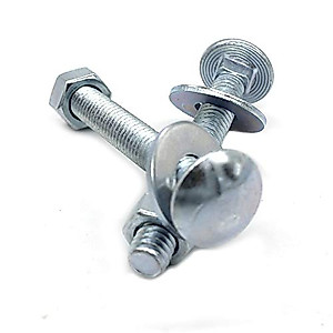 (4 pc) 3/8-16 x 6 Long Square-Neck Carriage Bolts Set w/Nuts & Washers,Zinc-Plated,Carbon Steel Grade 2,by Fullerkreg