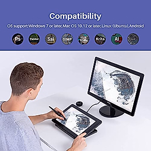 HUION KAMVAS 13 Drawing Tablet with Screen Full-Laminated Graphics Tablet with Battery-free Pen Tilt Support, Adjustable Stand, and 8 Shortcut Keys,13.3" Pen Display for Android, Mac, PC, Linux, Black