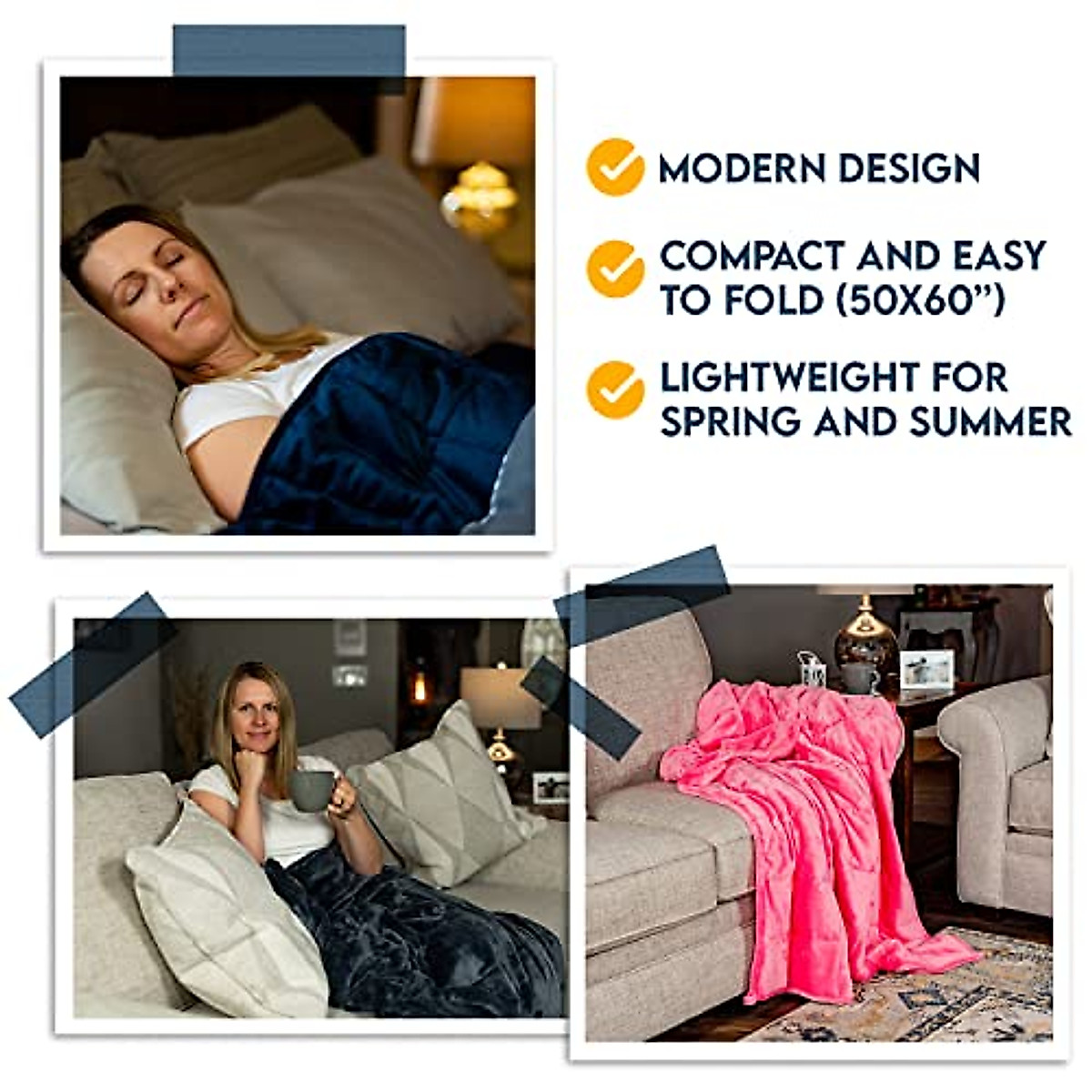 Quiilai Portable Flannel Weighted Blanket 10 lb 50"x 60" (Grey)