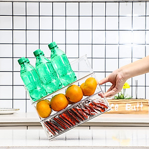 Cq acrylic Stackable Refrigerator Organizer Bins,6 Pack Clear Kitchen Organizer Container Bins with Handles for Pantry,Cabinets,Shelves,Drawer, Fridge BPA Free