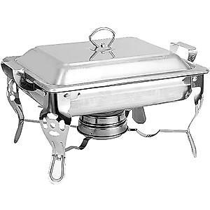4.5L Stainless Steel Chafing Dish with Lid, Rectangular Foldable Buffet Server Pans Food Warmer, for Wedding, Parties, Banquet, Catering Events