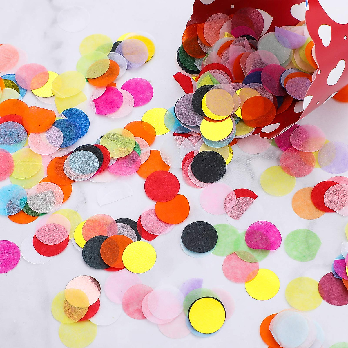 20000 Pieces Paper Confetti Dots Colorful Round Tissue Confetti for Wedding Birthday Party Decoration, 3.5 oz (Bright Color)
