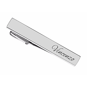 Personalized Hand Polished Silver Stainless Steel Tie Clip Custom Engraved Free - Ships from USA