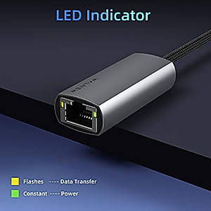 USB C to Ethernet Adapter, WALNEW USB Type C to RJ45 Gigabit Ethernet Adapter Cable Converter, Thunderbolt 3 to RJ45 LAN Network Adapter for MacBook Pro/Air, iPad Pro, Dell XPS, Galaxy S20 S10 S9