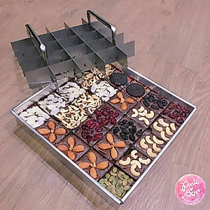 Brownie Cutter With Pan Stainless 100% 6,7,8,9,10,11,12 Inch Heavy duty Baking Tray with Slicer Ensures Perfect Crispy Edges Bakeware Tray (10x10" 25 Pcs., Cutter)