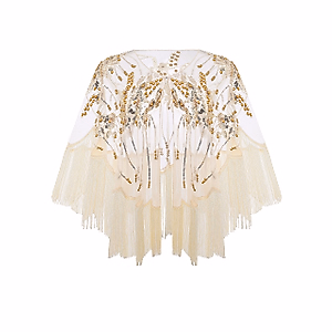 BABEYOND Night Shawl Wrap for Women Evening Cape for Prom Party Sequin Beaded Shawl