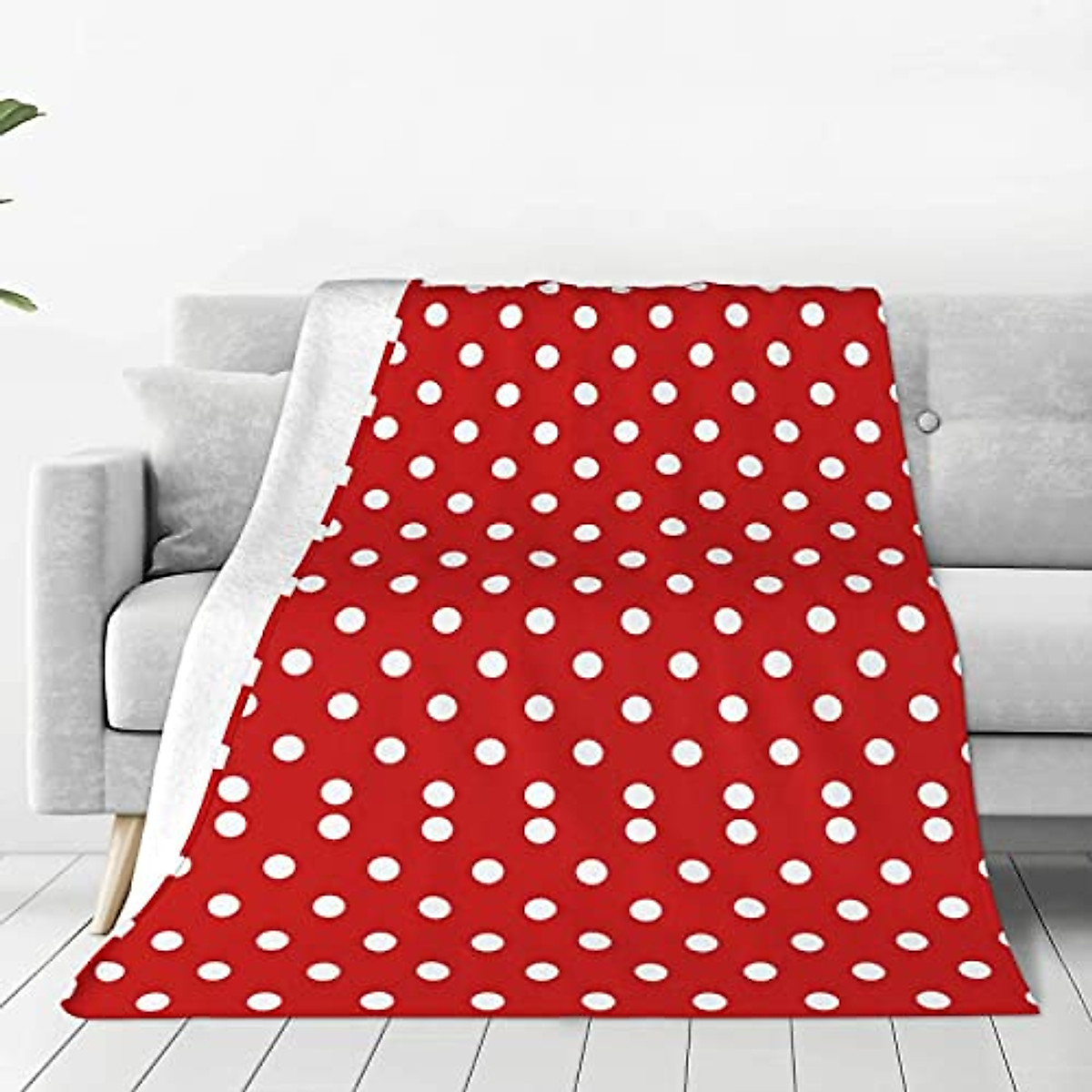Fashion Funny Red Polka Dot Throw Blanket for Couch Super Soft Cozy Flannel Blanket Throw for Shawls and Wraps Adults (50"x 40")