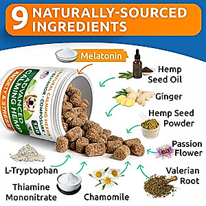 Advanced Calming Hemp Treats for Dogs - Hemp Oil + Melatonin - Anxiety Relief - Separation Aid - Stress Relief During Fireworks, Storms, Thunder - Aggressive Behavior, Barking - 120 Soft Chews