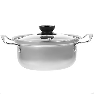 Ciieeo Stainless Steel Stockpot with Glass Lid Multipurpose Stock Pot Heavy Duty Soup Pasta Canning Pot Boiling Stew Induction Pot Nonstick Cooking Pot Sauce Pot 16cm