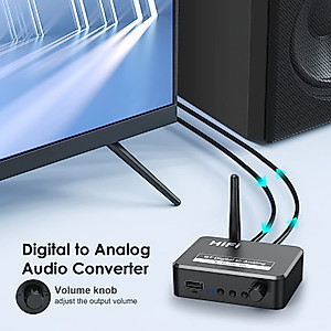BOLS 192KHz Digital to Analog Audio Converter 5.2 Bluetooth Receiver DAC Wireless Audio Adapter with Optical/Coaxial to 3.5mm Audio Output for TVs, Game Consoles, CD Players, MP3 etc.