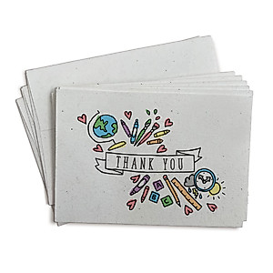 School Supplies Thank You Cards - 24 Greeting Cards with Envelopes - School Thank You Notecards For Teacher Appreciation