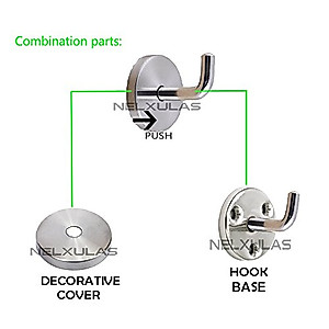 NELXULAS Brushed Stainless Steel Short Single Heavy Duty Wall Mount Hook, Coat Hook, Towel Hook, 4 in Pack