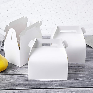 ONE MORE 25-Pack Gable White Candy Treat Boxes,Small Goodie Gift Boxes for Wedding and Birthday Party Favors Box 6.2 x 3.5 x 3.5 inch