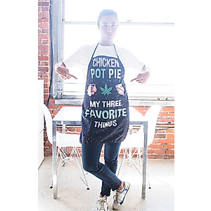 Chicken Pot Pie My Three Favorite Things Apron Funny 420 Baking Kitchen Smock Funny Graphic Kitchenwear 420 Funny Food Novelty Cookware Black Oven Mitt