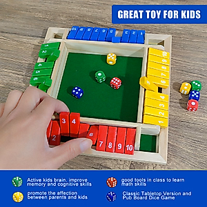 Eupboron Shut The Box Game, Wooden Board Dice Games for Adults and Kids 2-4 Player Family Classics Tabletop Version Games for Classroom, Party, or Pub