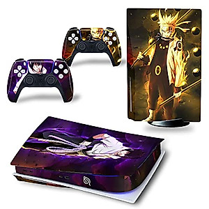 The Console Wrap Compatible with PS5 Console Skin and Controller Skins Set, Skin Wrap Decal Sticker Disk Edition, Leaf Shinobi Decal Kit