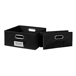 Niche Cubo Set of 2 Half-Size Foldable Fabric Storage Bins- Black