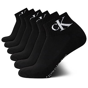 Calvin Klein Men's High Quarter Socks - 6 Pack Breathable Soft Cushioned Mini Crew Athletic Socks for Men (Shoe Size: 6-12.5), Size 7-12, Black