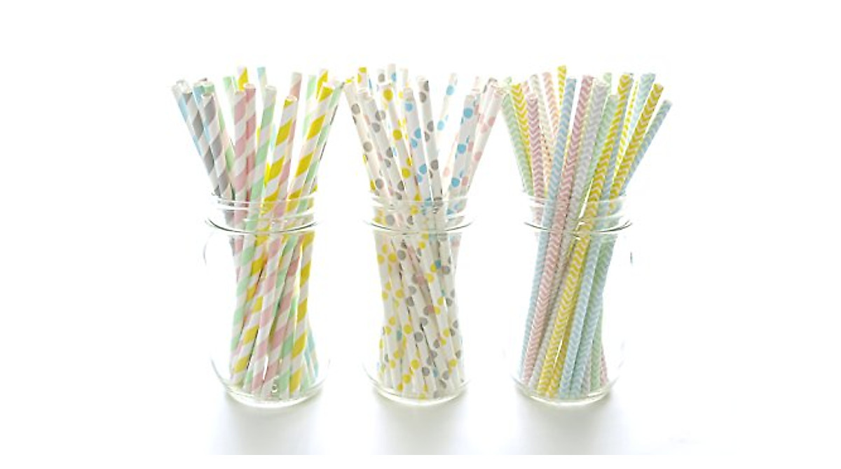 Pastel Party Straws, Paper Drinking Straws (75 Pack) - Easter, Wedding ...