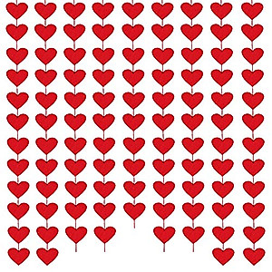 144 Red Hearts Felt Garland - NO DIY - Valentines Day Red Heart Hanging String Garland - Valentines Day Decor - Valentine Decorations - Valentines Wedding Anniversary Birthday Party Supplies