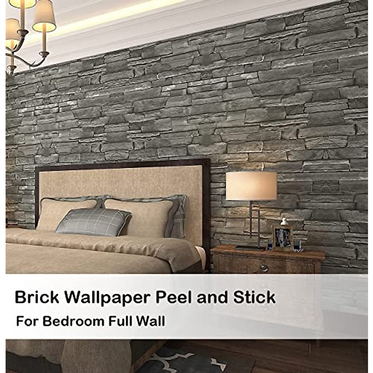 auxua Brick Wallpaper Peel and Stick for Bathroom Bedroom,Faux 3D Brick Waterproof Grey Wall Paper Self Adhesive,Removable Vintage Stone Contact Vinyl Gray Wallpaper (17.7"x394")