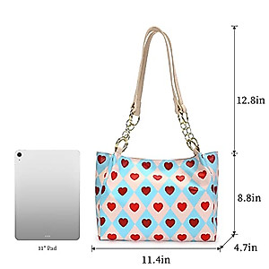 Tote Bag For Women Cute Heart Shopping Hobo Bag Large Capacity Purse(White)
