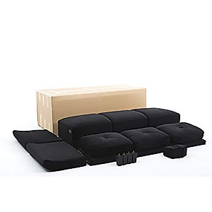 LifeStyle Solutions Grayson Love Seats, 57.87"x32"x32.68", Black & Lifestyle Solutions HRFKS3BK Grayson Sofa, 78.7" W x 31.5" D x 32.7" H, Black