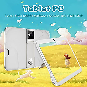 Pssopp Tablet, 5GWifi Dual Band 7 Inch Kids Tablet 100‑240V 4G 128G (White)
