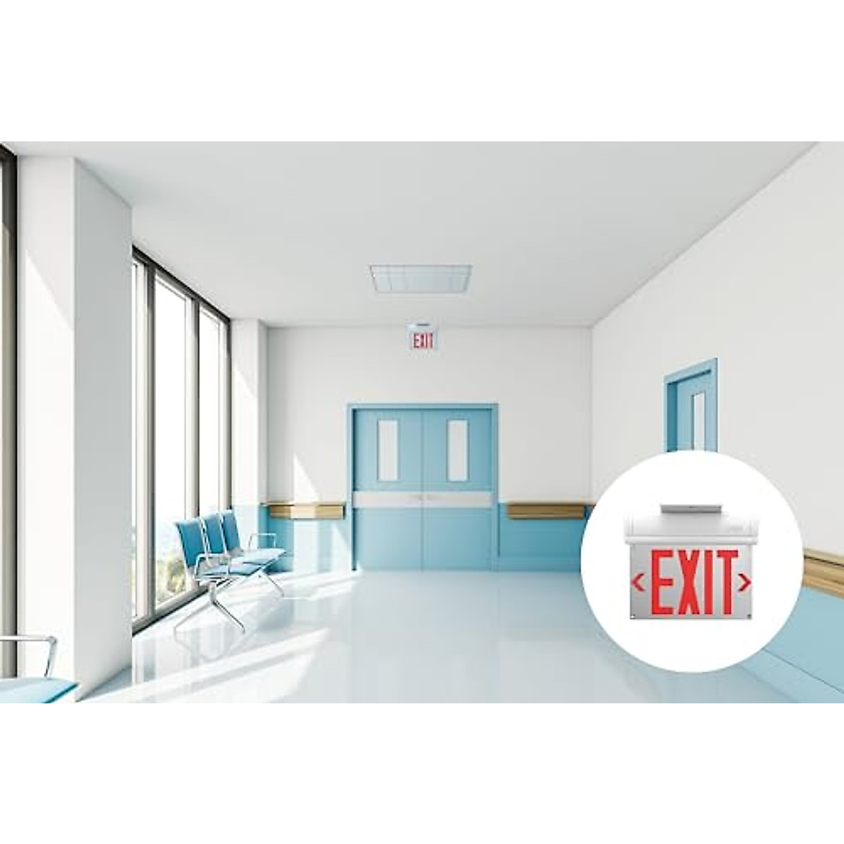 Lithonia Lighting BE W R UM M2 BE Basics Edge-Lit Exit Sign, White with Red Letters, Universal Mount