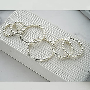 3 Pairs Pearl Hoop Clip On Earrings Non Pierced Earrings for Women Pearl Clip Earrings for 30 MM, 40 MM, 50 MM