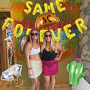 Mexican Gay Mexican Lesbian Bachelorette Party Decorations Kit -Fiesta Same Taco Forever Balloon Banner Taco Diamond Ring Cactus Foil Balloon Mexican Party Banners Funny Bridal Engagement Party