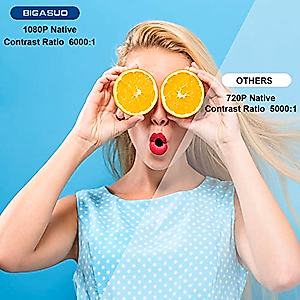 Full HD 1080P Projector with 100''Screen, BIGASUO Bluetooth Outdoor Movie Projector 180" Display Supported, Video Projector Compatible with Laptop/PS4/ Xbox/Smartphone