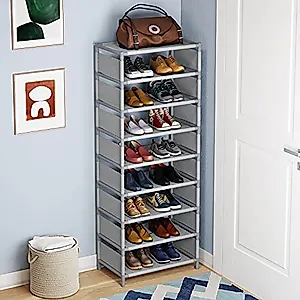 Tribesigns Vertical Shoe Rack, 9 Tiers Narrow Shoe Shelf 18 Pairs Slim Shelf for Shoes Narrow Shoe Rack for Small Space