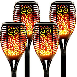 Walensee Solar Lights Outdoor Upgraded 43"(4 PACK) 96 LED Waterproof Flickering Flames Torch Lights Outdoor Solar Spotlights Landscape Decoration Lighting Dusk to Dawn Auto On/Off Security Torch Light