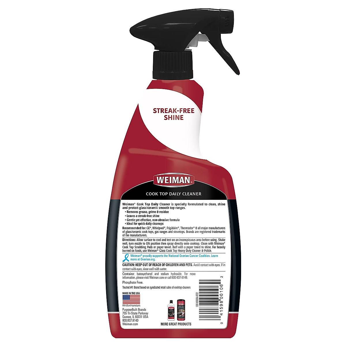 Weiman Daily Cooktop Cleaner with Microfiber Cloth Included for Glass Ceramic and Induction Cook Tops, 22oz