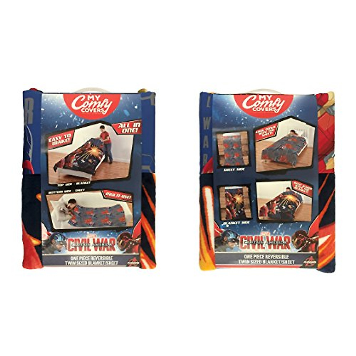 Marvel Captain America Civil War All-In-One Blanket & Sheet Reversible 60" X 80" Comfy Cover
