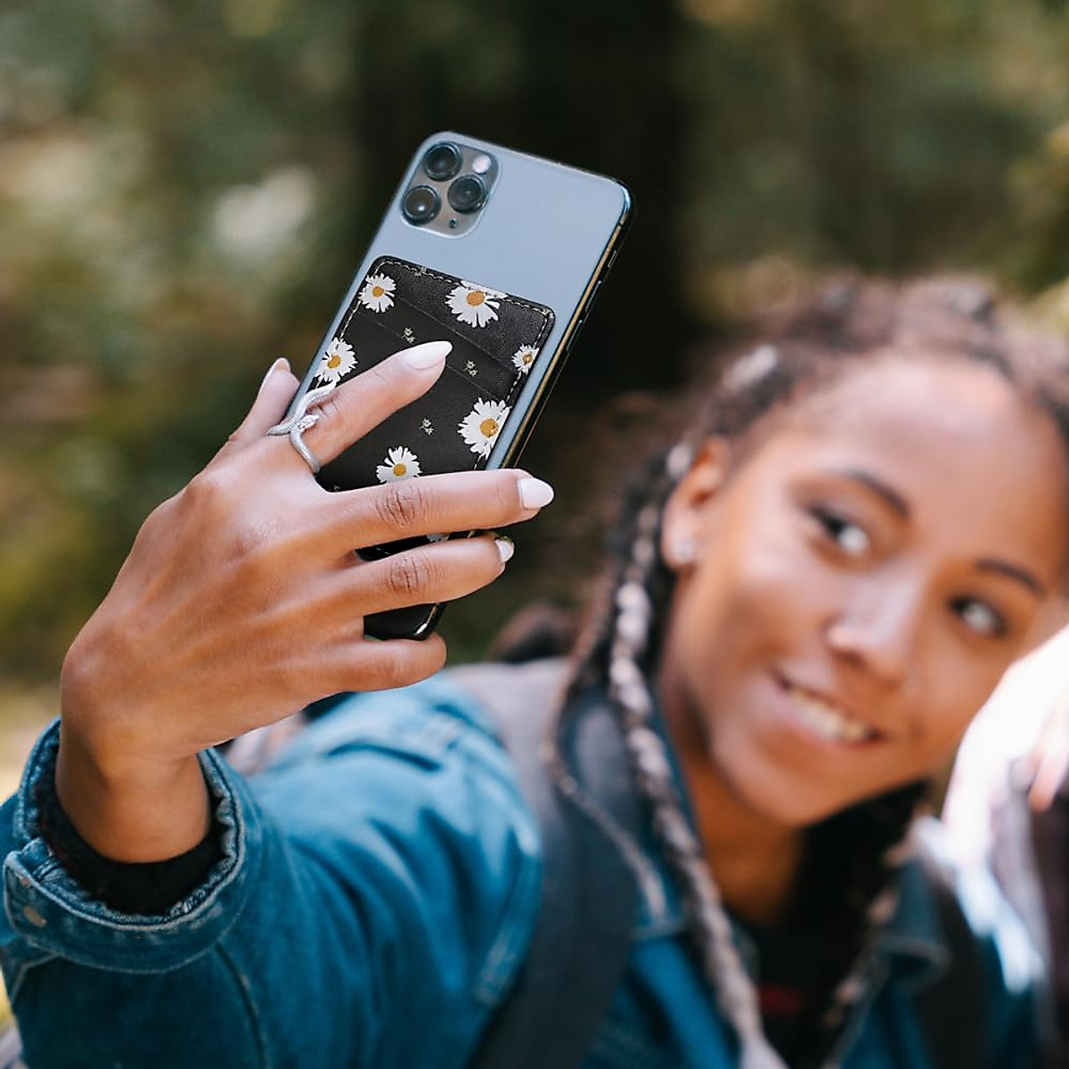 2Pack Card Holder for Phone Case, Leather Phone Card Holder, Cute Stick On Credit Card Wallet for Back of Phone iPhone and Android - White,Black