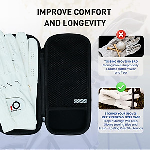 Golf Gloves Holder Case With Carabiner Storage Box Protect And Keep Glove Dry, Golf Accessories For Men Women Golfers Gift Black Blue (Black)